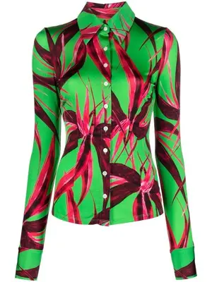 LOUISA BALLOU Floral-print Shirt - Green