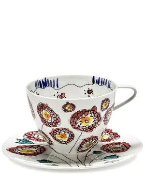 SERAX X Marni Midnight Flowers Cappuccino Cup And Saucer - White
