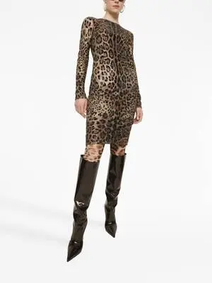 Dolce & Gabbana Rhinestone-embellished Leopard-print Midi Dress