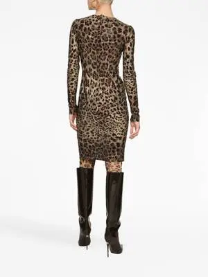 Dolce & Gabbana Rhinestone-embellished Leopard-print Midi Dress