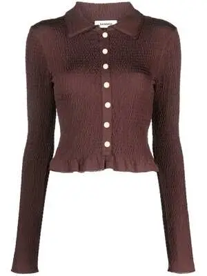 Sandro Ruffle-hem Smocked Shirt