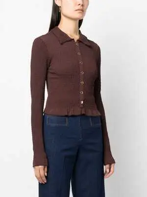 Sandro Ruffle-hem Smocked Shirt