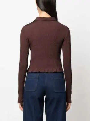 Sandro Ruffle-hem Smocked Shirt