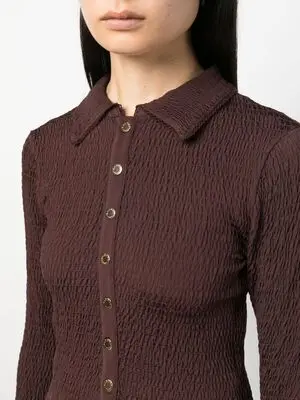 Sandro Ruffle-hem Smocked Shirt