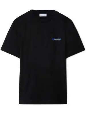 Off-White Floral-embroidered Arrows Cotton T-shirt - Black
