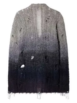 Off-White Distressed Mohair Cardigan