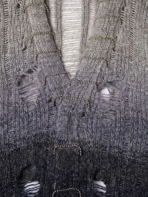 Off-White Distressed Mohair Cardigan