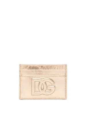 Dolce & Gabbana Embossed-logo Metallic-effect Wallet - Gold