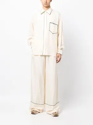 Bally Contrast-piping Silk Pyjama Shirt