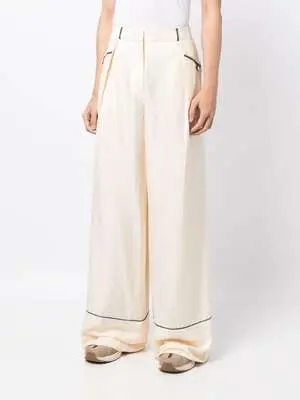 Bally Contrast-piping Silk Pyjama Trousers - White