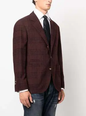 Brunello Cucinelli Single-breasted Tartan Frieze Blazer