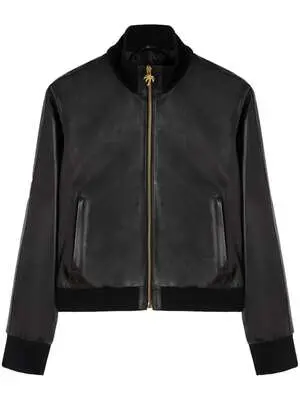 Palm Angels Zip-up Leather Bomber Jacket