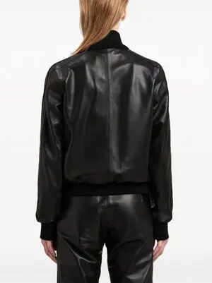 Palm Angels Zip-up Leather Bomber Jacket