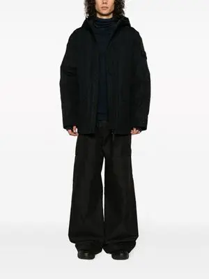 Stone Island Garment-dyed Cotton Hooded Jacket - Black