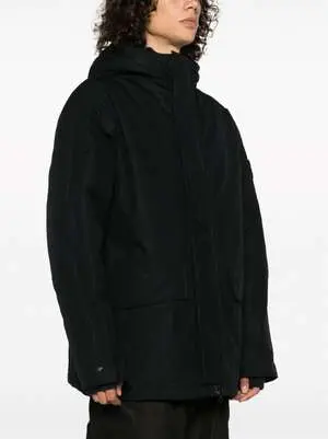 Stone Island Garment-dyed Cotton Hooded Jacket - Black