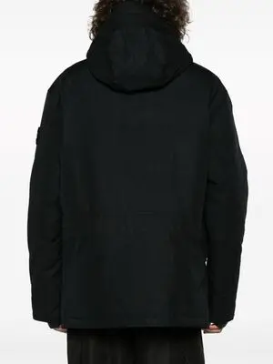 Stone Island Garment-dyed Cotton Hooded Jacket - Black