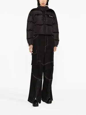 Palm Angels Logo-embroidered Puffer Jacket - Black
