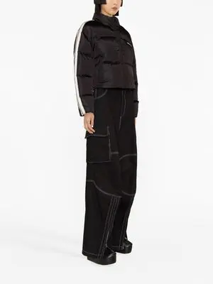 Palm Angels Logo-embroidered Puffer Jacket - Black
