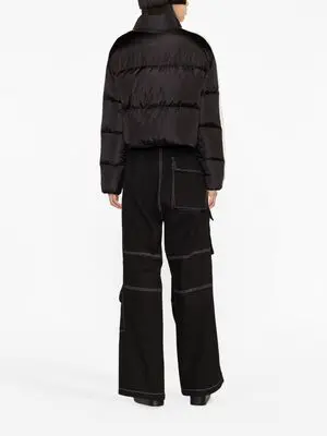 Palm Angels Logo-embroidered Puffer Jacket - Black
