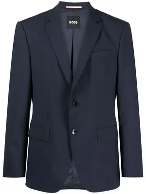BOSS Notched-lapels Single-breasted Blazer - Blue