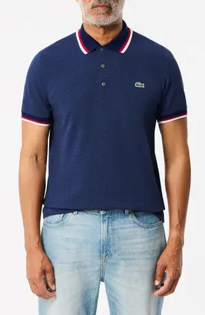 Lacoste Regular Fit Stretch Piqué Polo Dark Indigo Blue