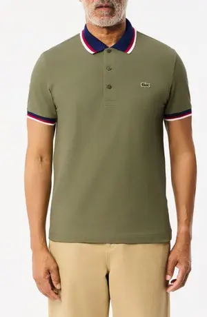 Lacoste Regular Fit Stretch Piqué Polo Khaki