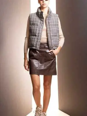 Brunello Cucinelli Cargo Leather Miniskirt