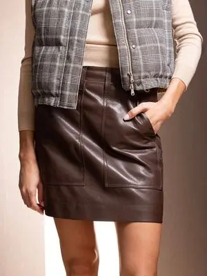Brunello Cucinelli Cargo Leather Miniskirt