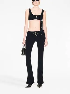 Off-White Belted Flared Virgin Wool Trousers