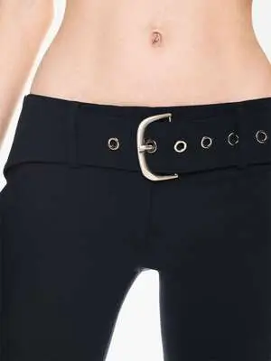 Off-White Belted Flared Virgin Wool Trousers