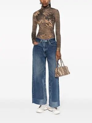 B Sides Frayed Hem Wide Leg Jeans