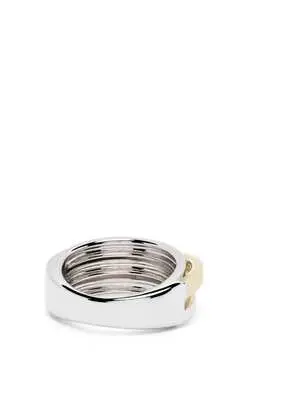 Tom Wood 9k Gold And Sterling Orb Slim Duo Ring