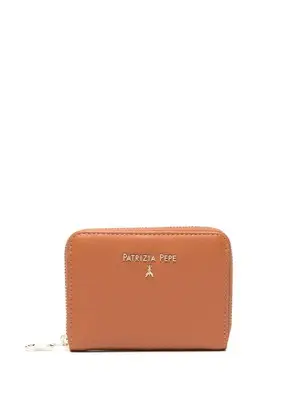 Patrizia Pepe Logo-plaque Zip-up Purse Brown