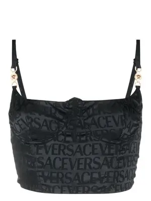Versace Allover-print Corset-style Bra