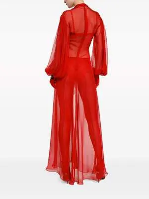 Dolce & Gabbana Silk Chiffon Maxi Dress - Red