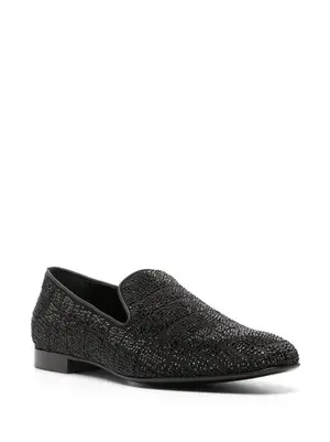 Versace Crystal-embellished Crocodile Pattern Loafers