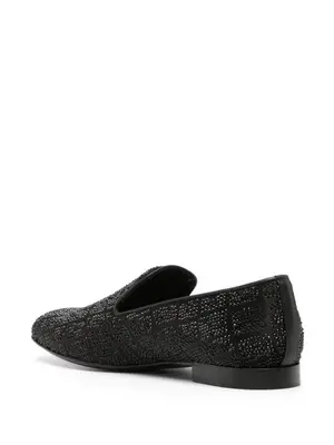 Versace Crystal-embellished Crocodile Pattern Loafers