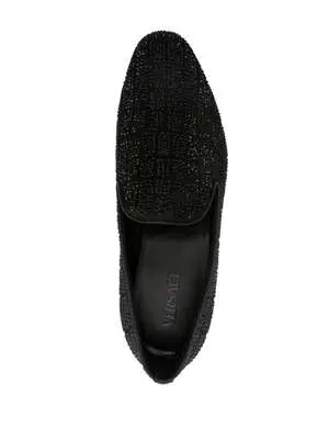 Versace Crystal-embellished Crocodile Pattern Loafers