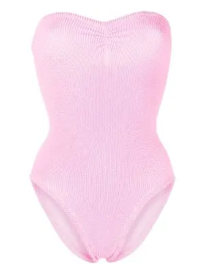 Hunza G Brooke Strapless Seersucker One Piece Swimsuit - Pink