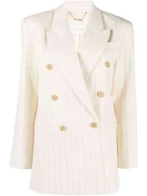 Zimmermann Luminosity Pinstriped Double-breasted Blazer - Neutrals