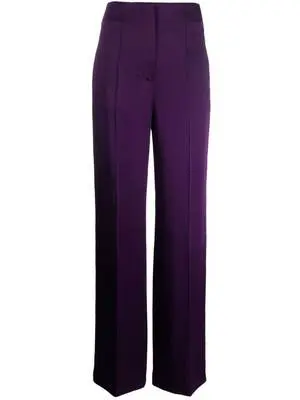 Alberta Ferretti Pleat-detail Straight-leg Trousers - Purple
