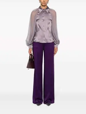 Alberta Ferretti Pleat-detail Straight-leg Trousers - Purple