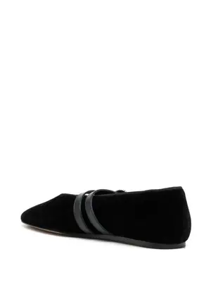 Le Monde Beryl Claudia Belted Velvet Slippers - Black