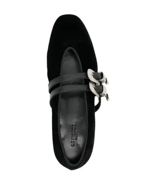 Le Monde Beryl Claudia Belted Velvet Slippers - Black