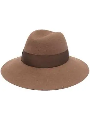 Borsalino Fedora Hat With Ribbon Detail - Brown