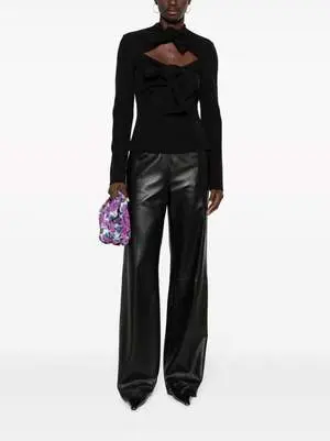 MSGM Bow-detail Long-sleeve Top - Black