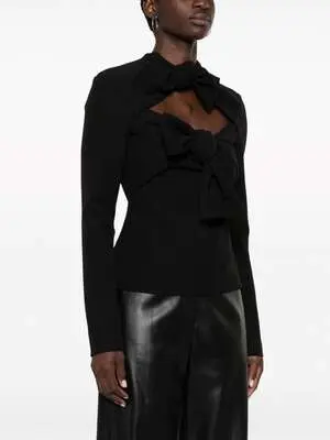 MSGM Bow-detail Long-sleeve Top - Black