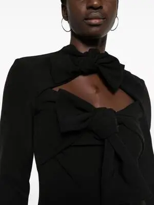 MSGM Bow-detail Long-sleeve Top - Black
