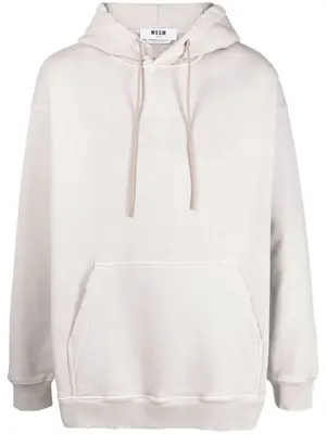 MSGM Tonal Logo-print Cotton Hoodie - Grey