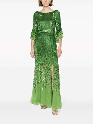TEMPERLEY LONDON Celestial Sequin Maxi Dress - Green
